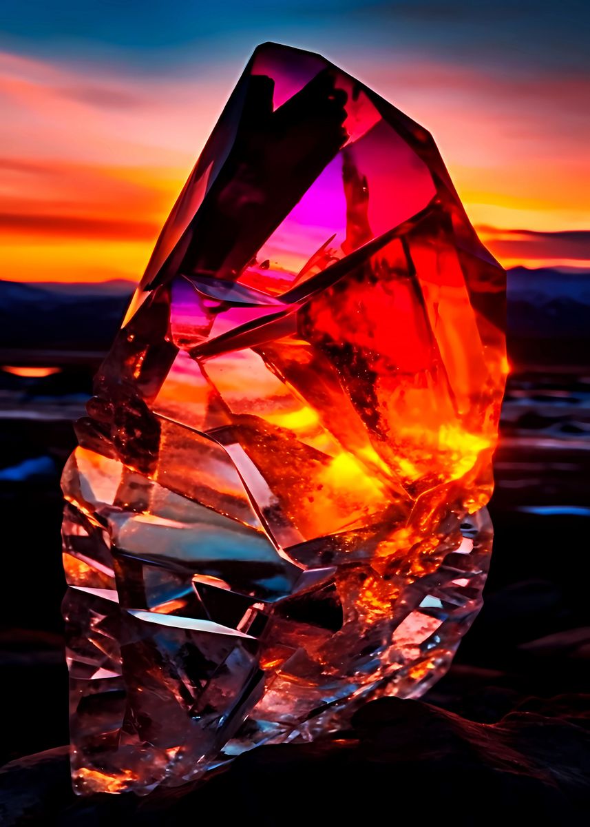 'Sunset Crystal Zen Beach' Poster, picture, metal print, paint by ...