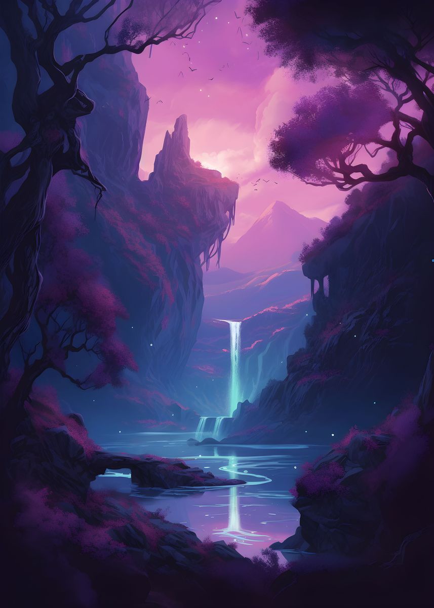 'Japan Landscape Neon Art' Poster, picture, metal print, paint by David ...