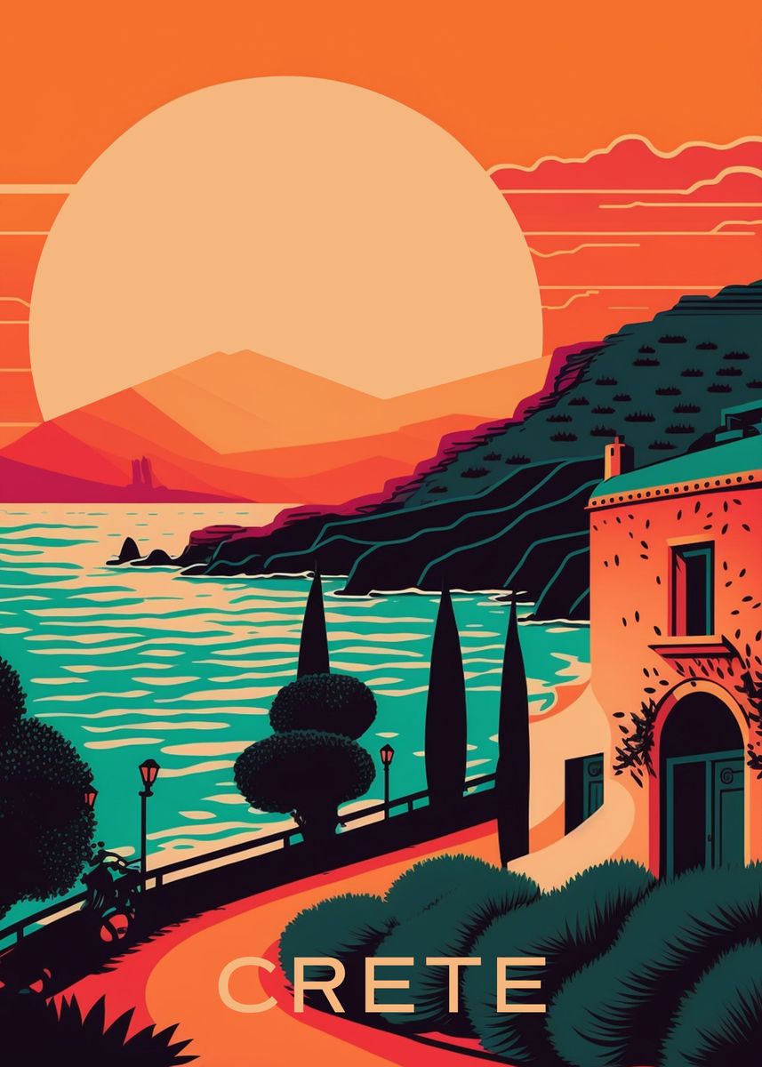 'Crete' Poster, picture, metal print, paint by ioanna xorxoroni | Displate