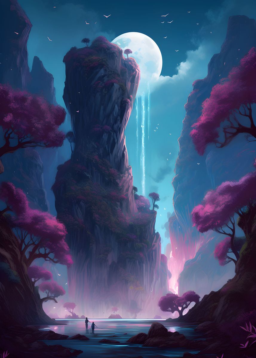 'Japan Landscape Neon Art' Poster, picture, metal print, paint by David ...