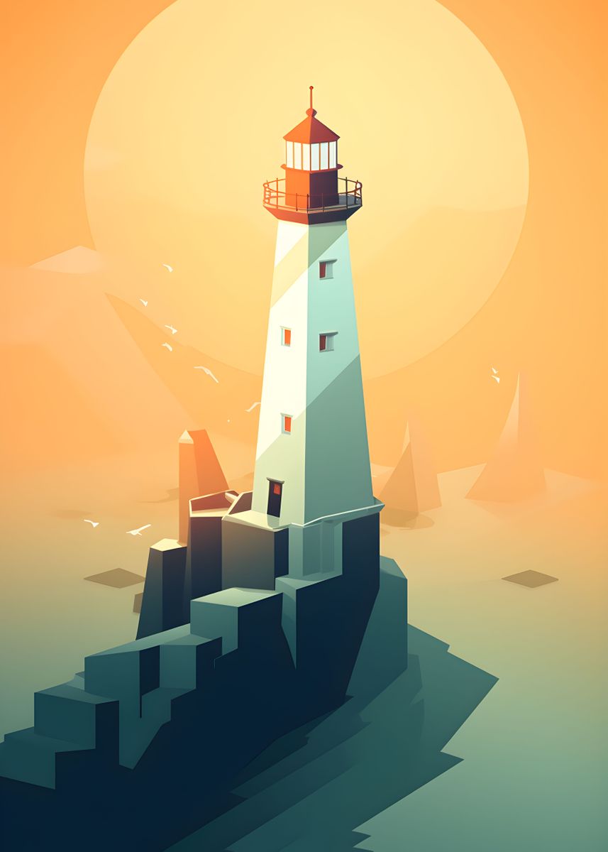 'Organic Ocean Lighthouse' Poster, picture, metal print, paint by Mark ...