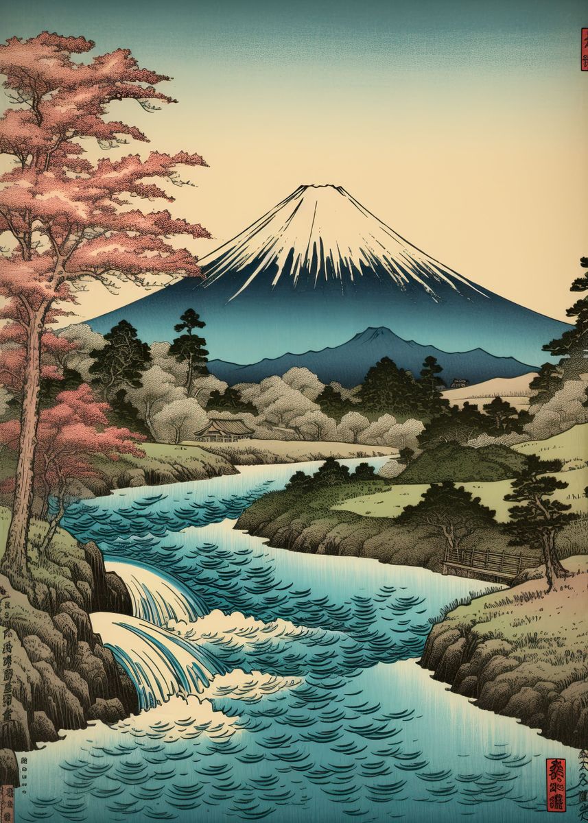 'Mount Fuji' Poster, picture, metal print, paint by Morphic Prints | Displate
