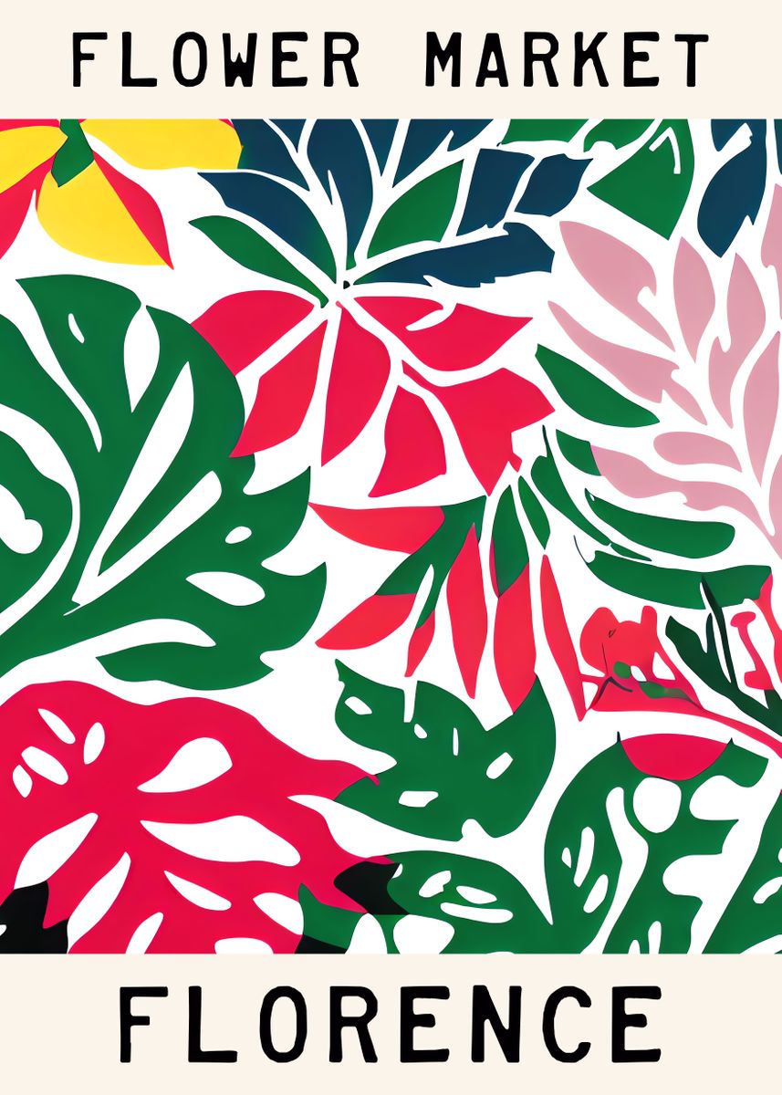 'FLOWER MARKET FLORENCE' Poster, picture, metal print, paint by BluePinkPanther | Displate