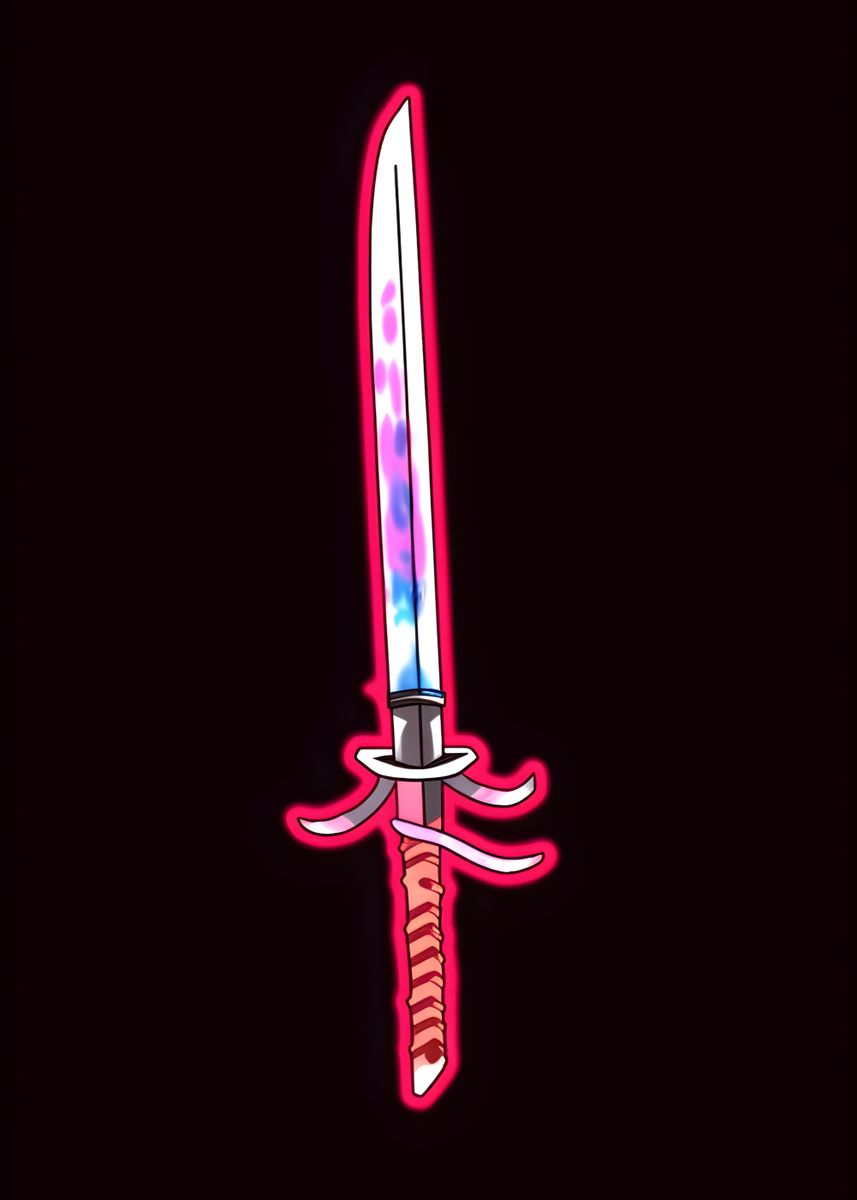 'Neon Fluorescent Katana ' Poster, picture, metal print, paint by Star ...
