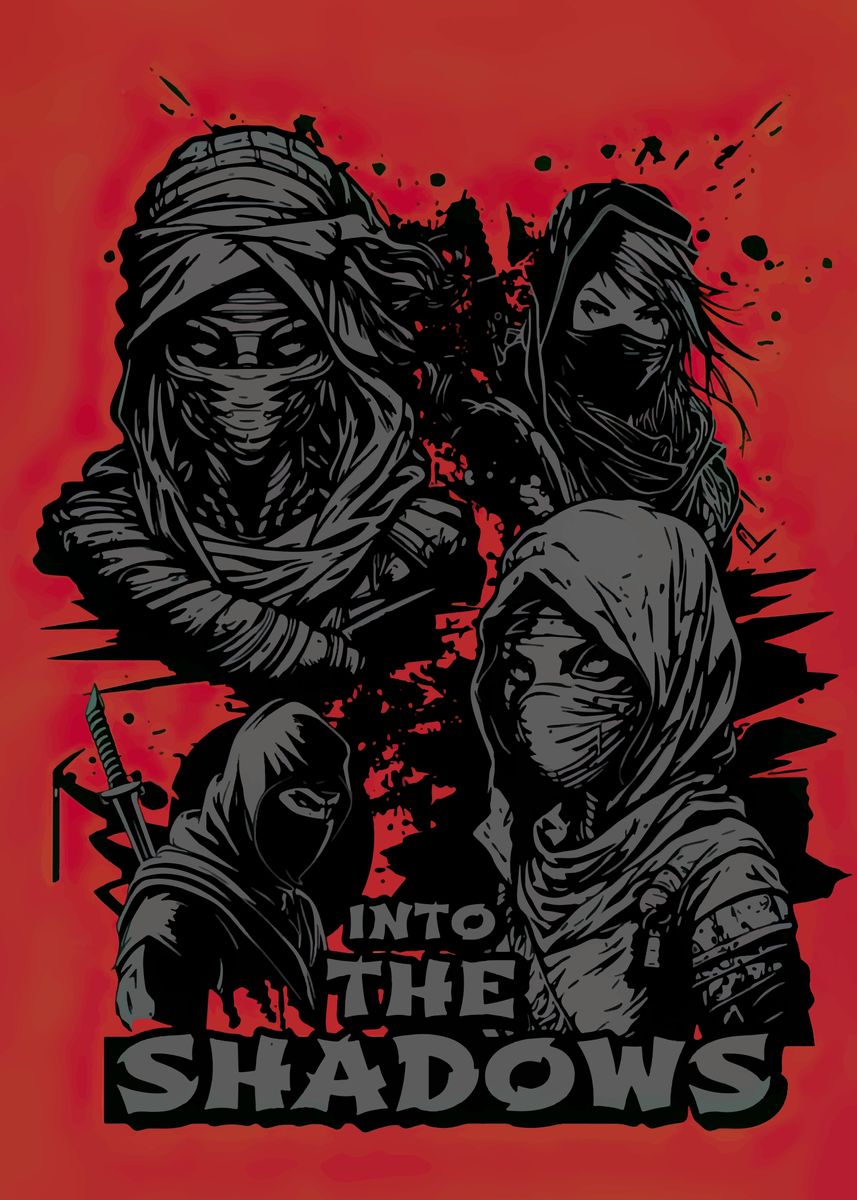 'Ninja Shadows' Poster, picture, metal print, paint by gondt droon ...