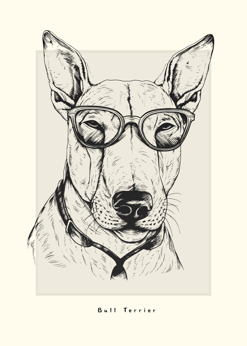 'Bull Terrier Illustration' Poster, picture, metal print, paint by Rafael Dxgn | Displate