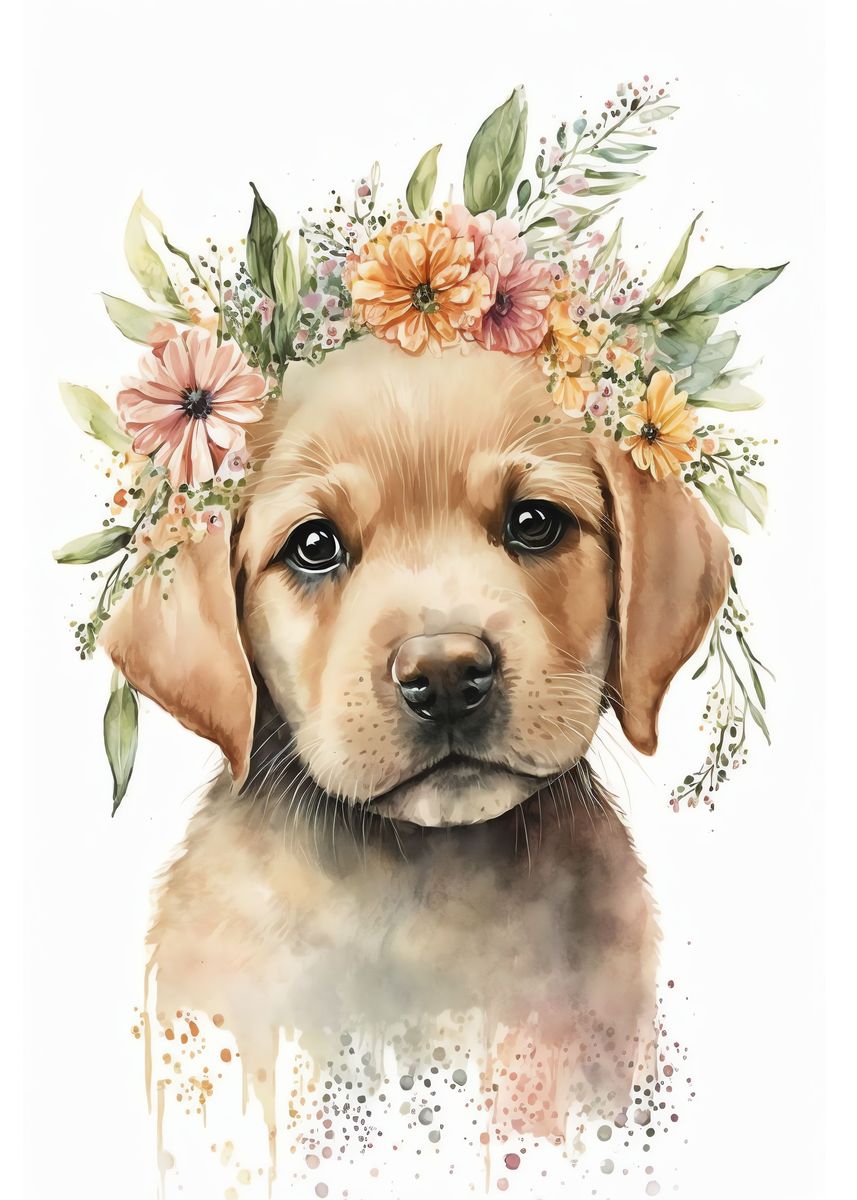 'Cute Baby Dog' Poster, picture, metal print, paint by Sambel Pedes ...