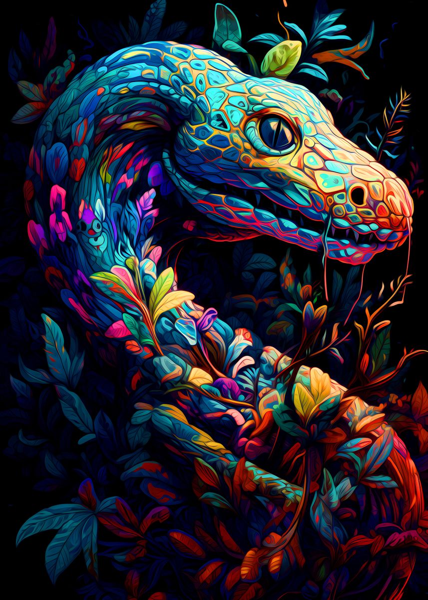 'Snake' Poster, picture, metal print, paint by minh doan | Displate