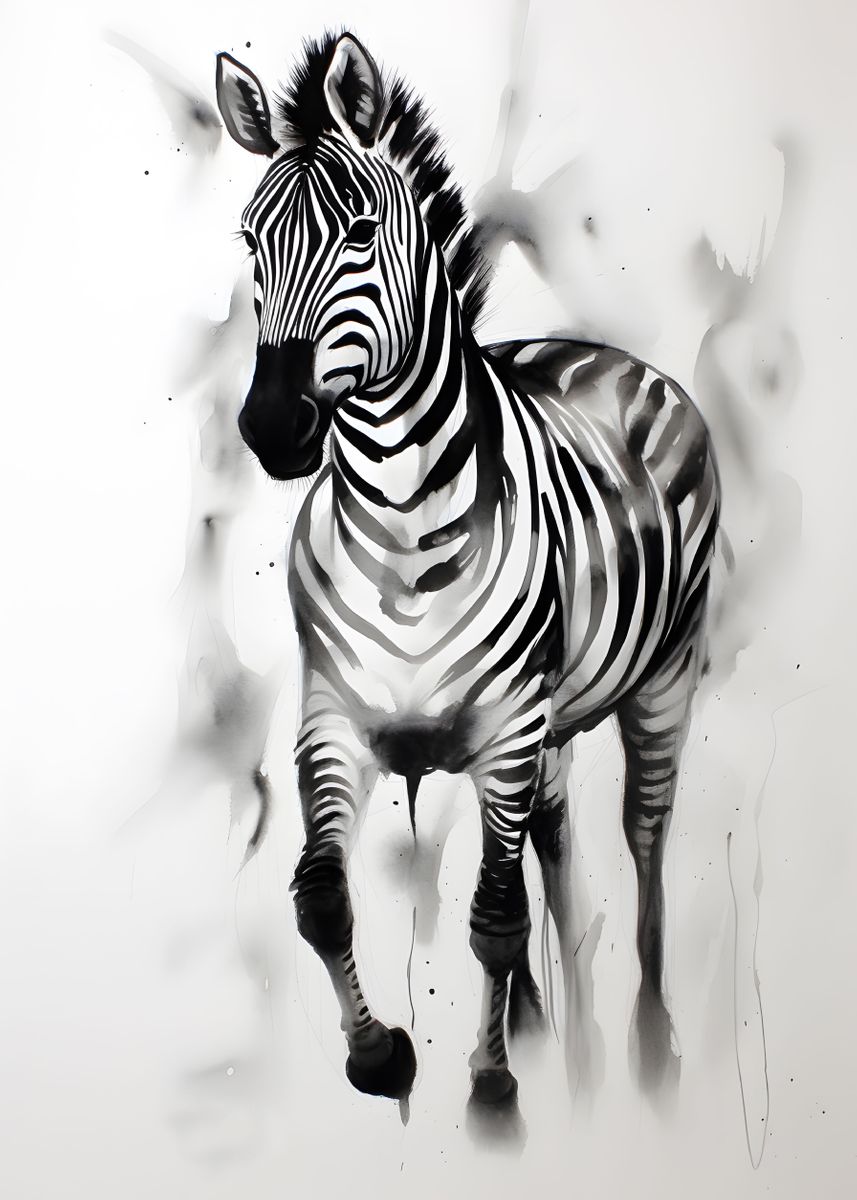 'Zebra Ink' Poster, picture, metal print, paint by GoodLifeImages ...