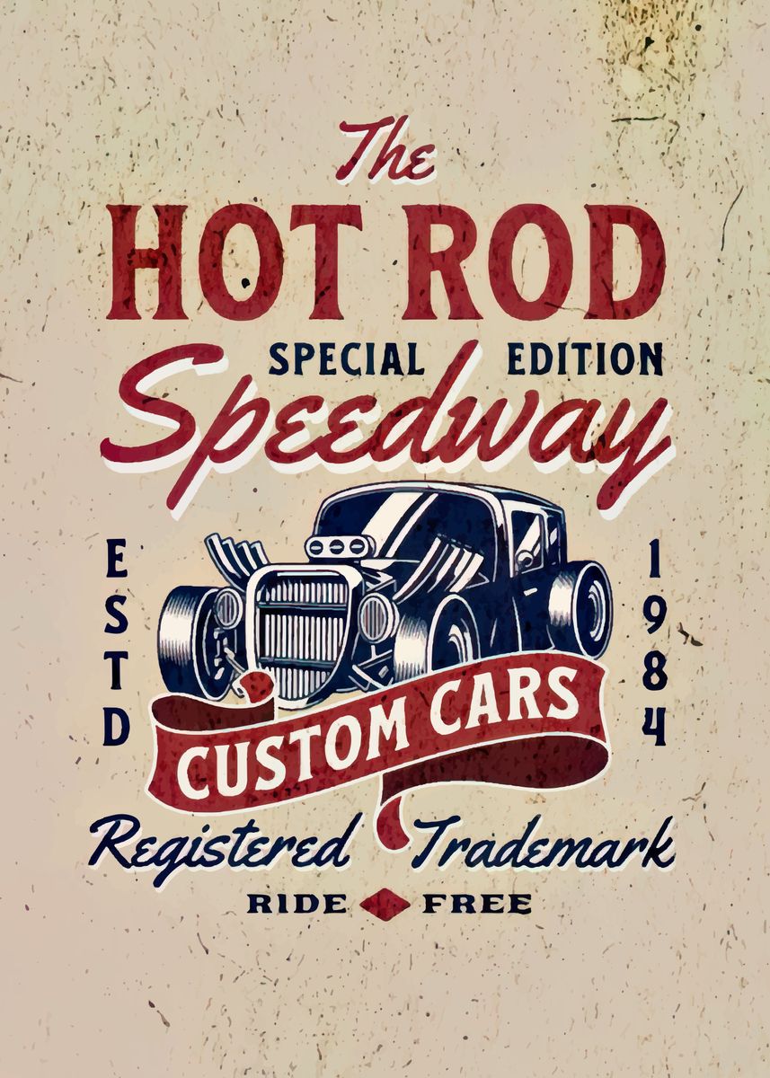 'The Hot Rod' Poster, picture, metal print, paint by gondt droon | Displate