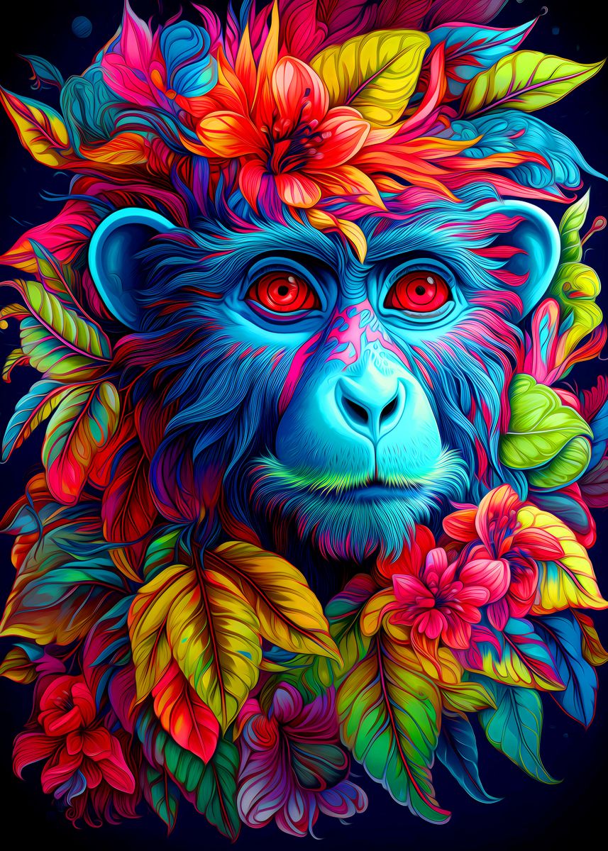 'Monkey' Poster, picture, metal print, paint by minh doan | Displate