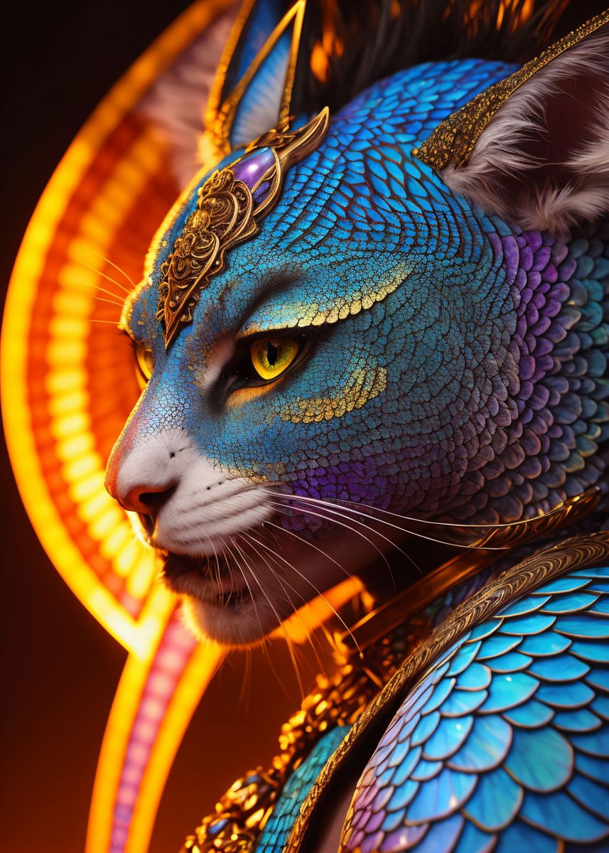 'Fantasy Cat Like Dragons' Poster, picture, metal print, paint by ...