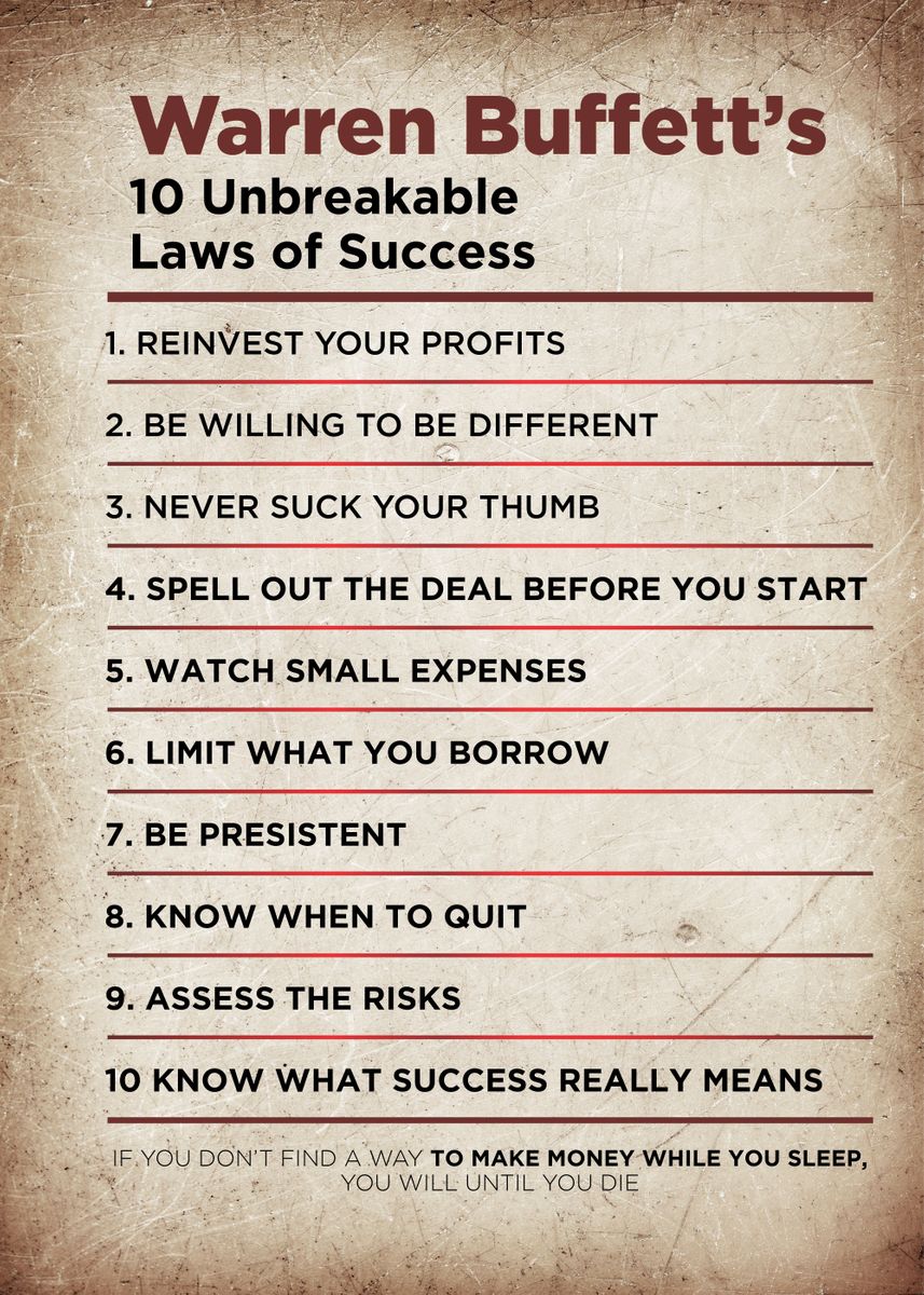 'buffet rules for success' Poster, picture, metal print, paint by ...