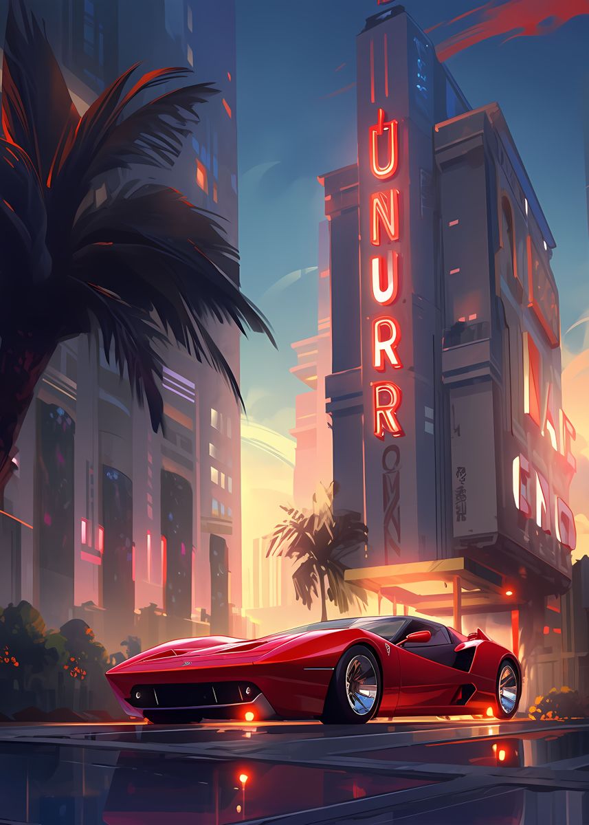 'Car 80s Retro' Poster, picture, metal print, paint by Adryan Baba ...