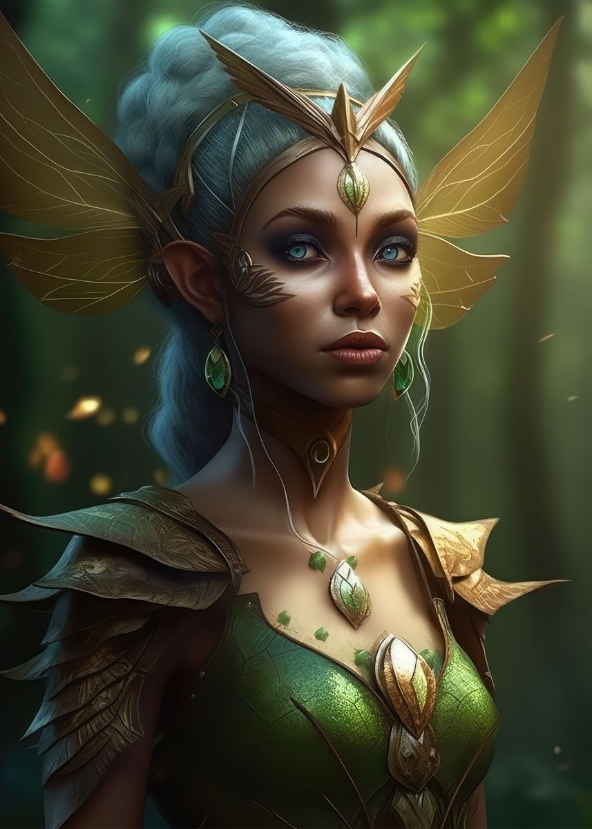 'Forest pixie' Poster, picture, metal print, paint by RosaliasArt | Displate