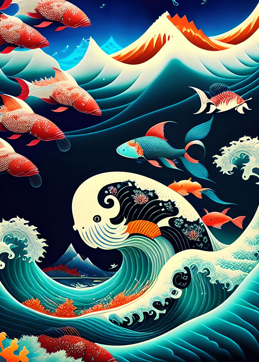 'Great Waves' Poster, picture, metal print, paint by Blackman Studio ...