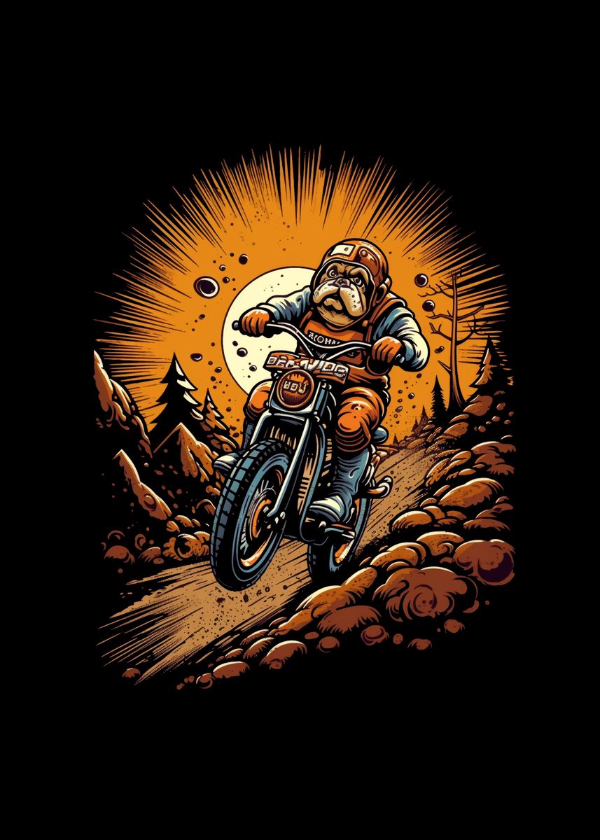 'Dirt Bike Bulldog Biker' Poster by CrownMerch | Displate