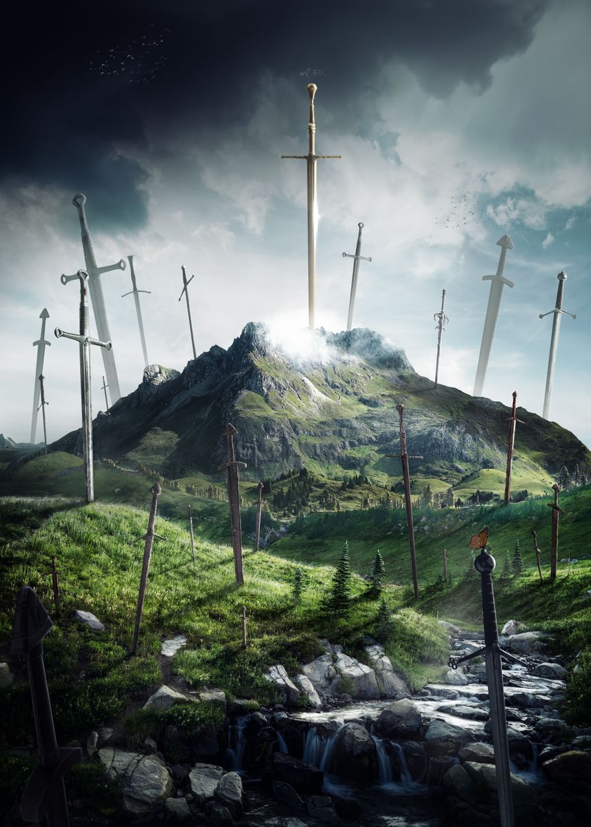 'Giant Swords' Poster, picture, metal print, paint by The creative Hub ...