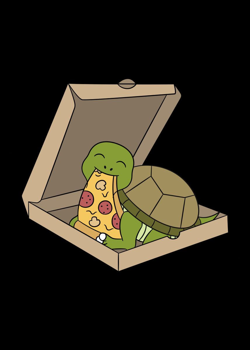 'Tortoise Pizza ' Poster, picture, metal print, paint by PetPrints ...