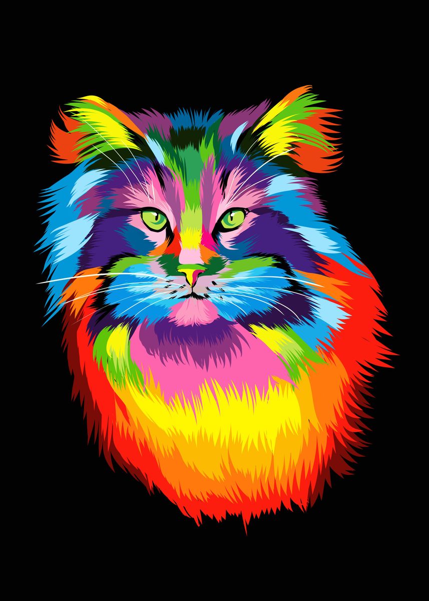 'Cat face portrait' Poster, picture, metal print, paint by Le Duc Hiep ...