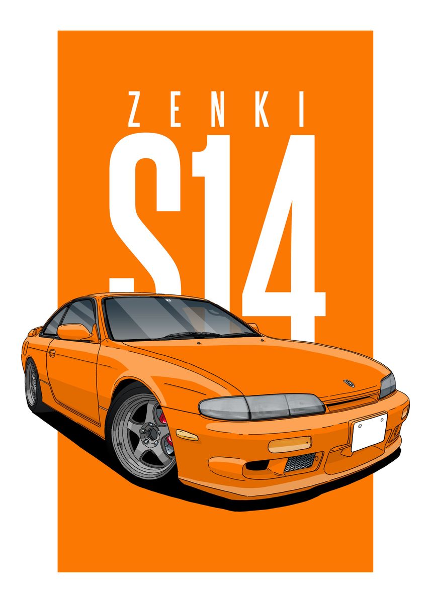 'Nissan Silvia S14 Zenki' Poster, picture, metal print, paint by ND Fat ...