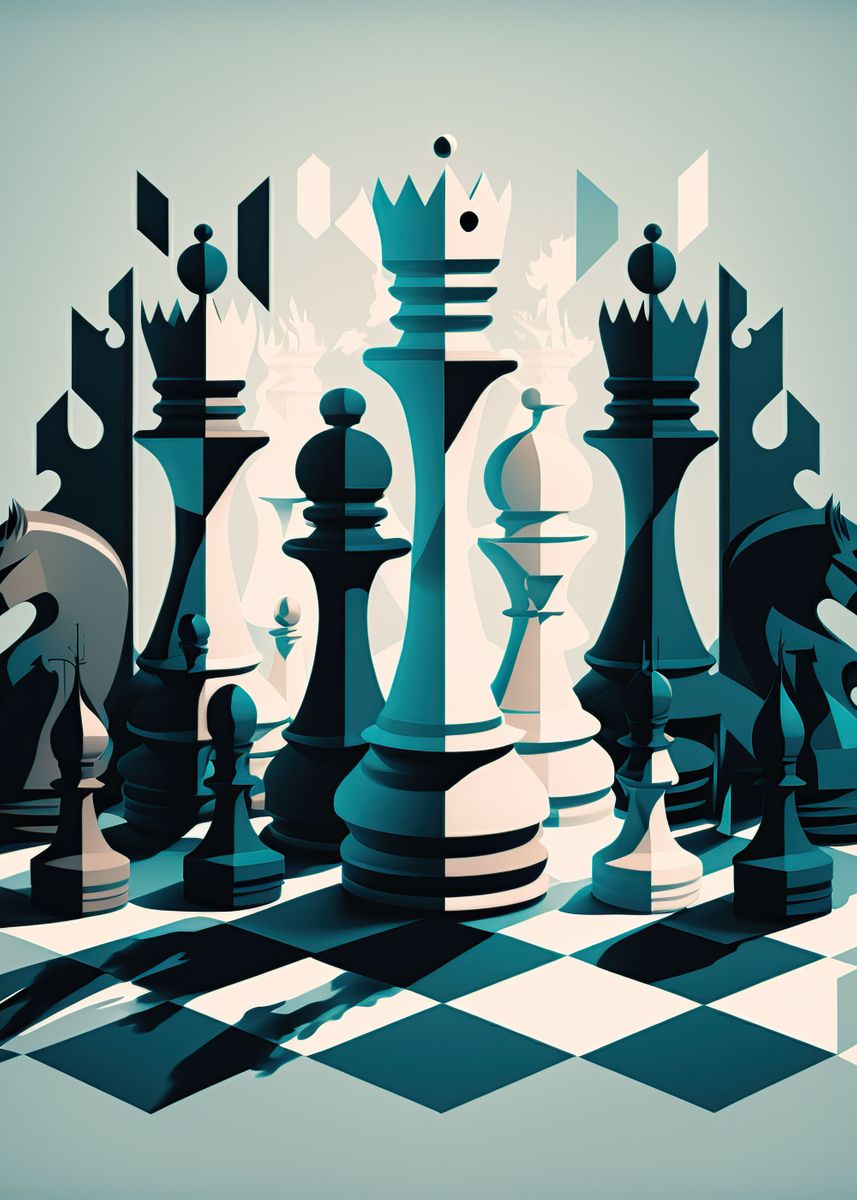 'Game chess neon' Poster, picture, metal print, paint by Yannis Denton ...
