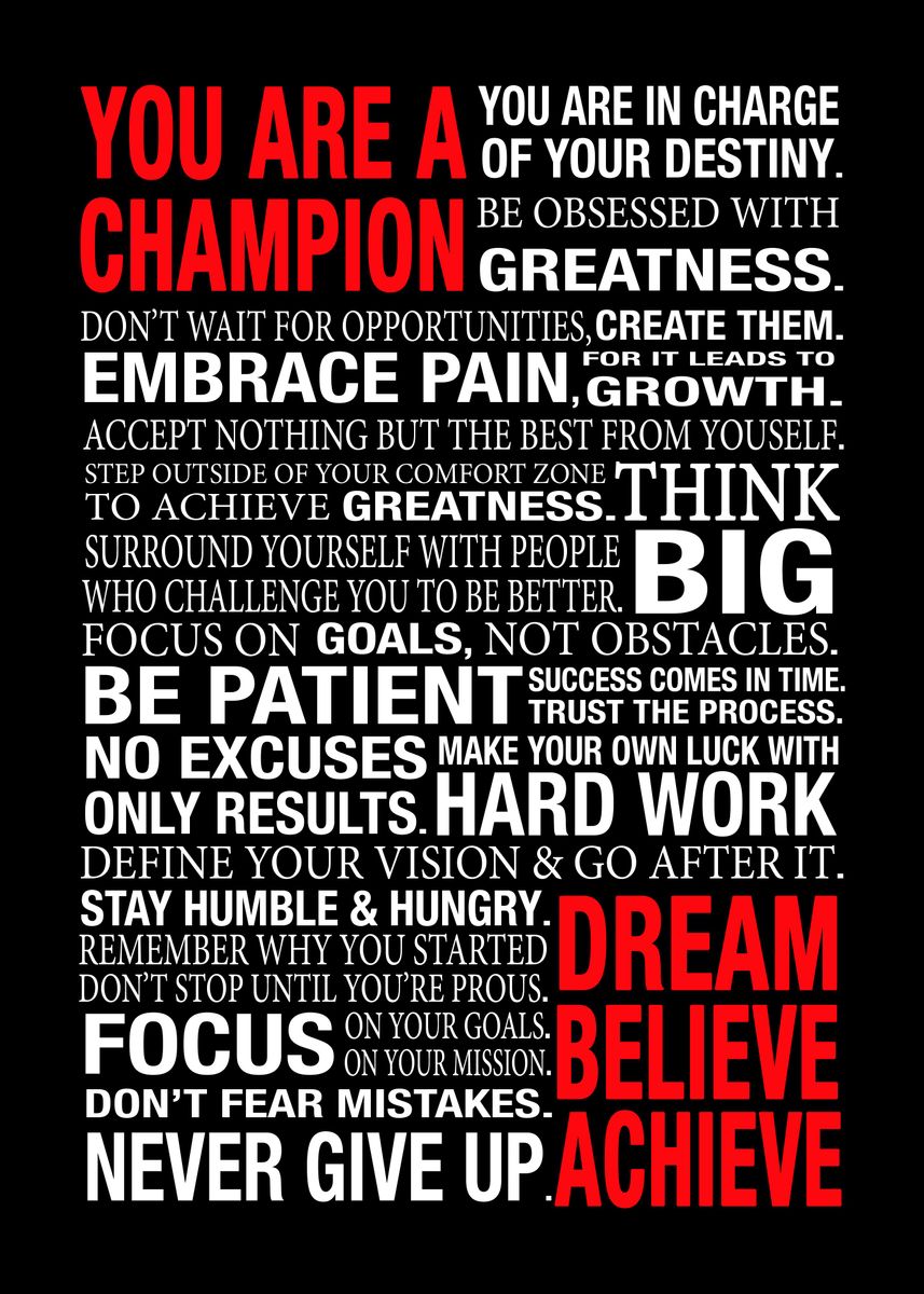 'You Are A Champion Believe' Poster, picture, metal print, paint by QTK ...
