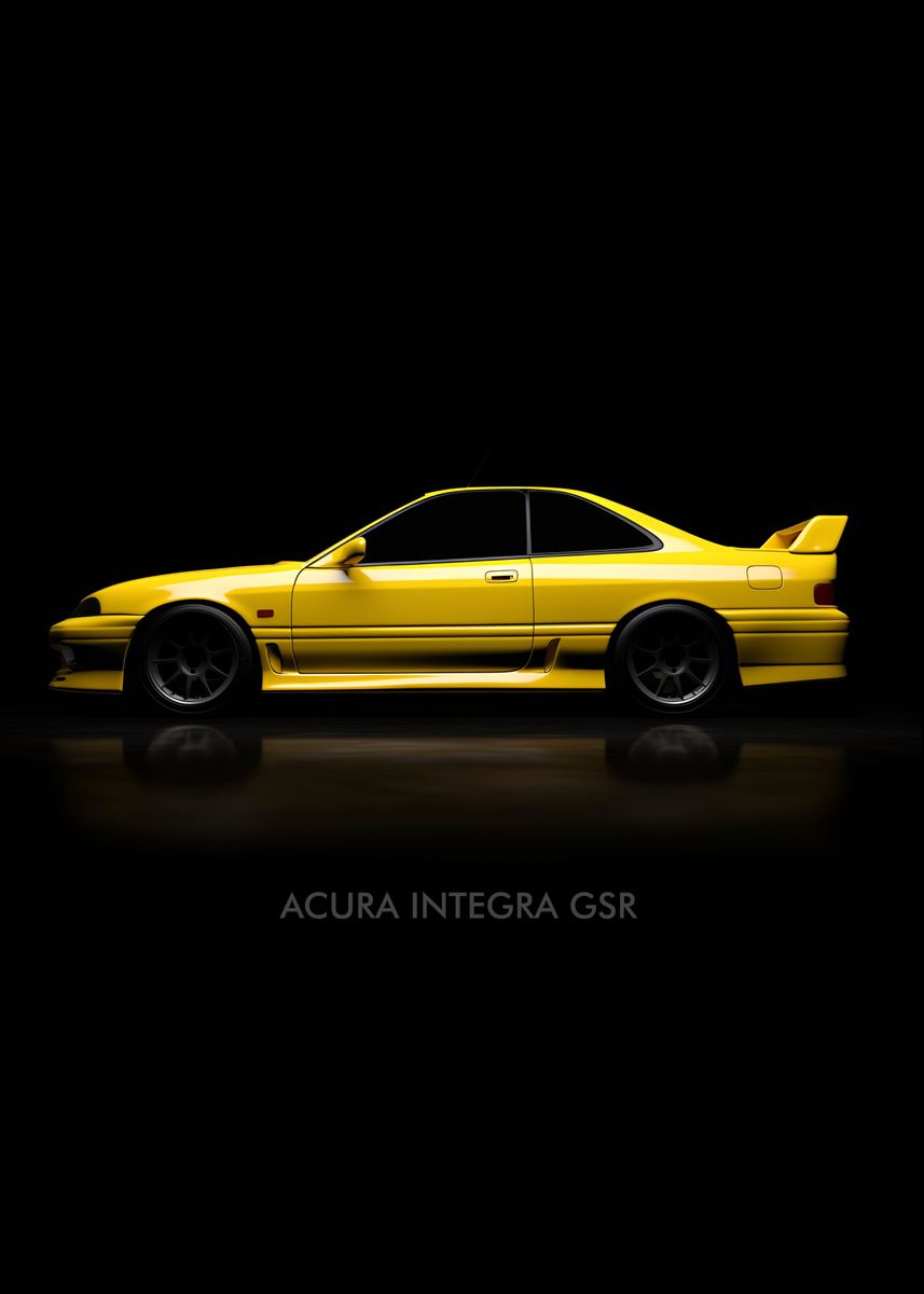 'Integra GSR Yellow bright' Poster, picture, metal print, paint by ...