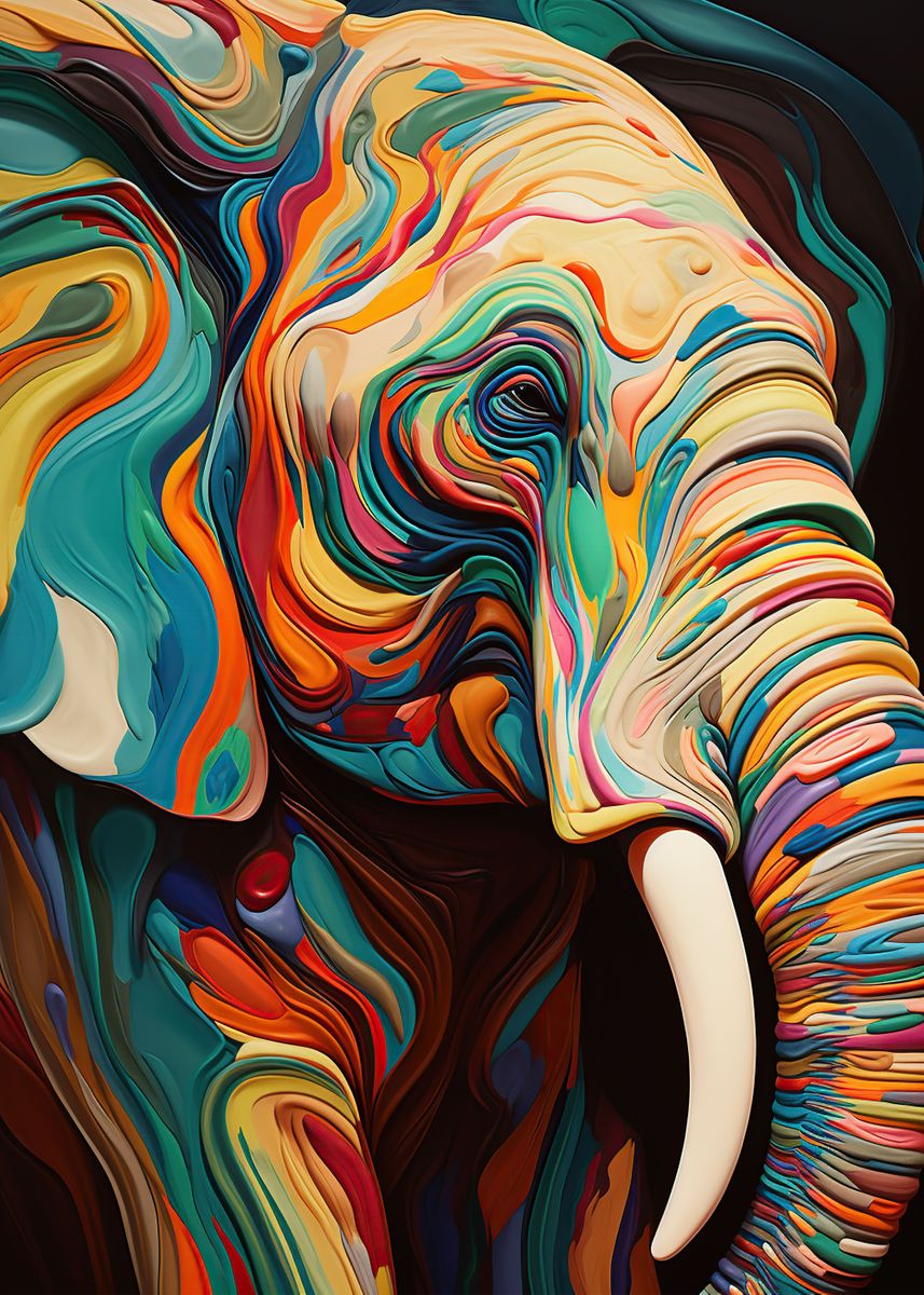 'Digital Elephant Art Print' Poster, picture, metal print, paint by ...