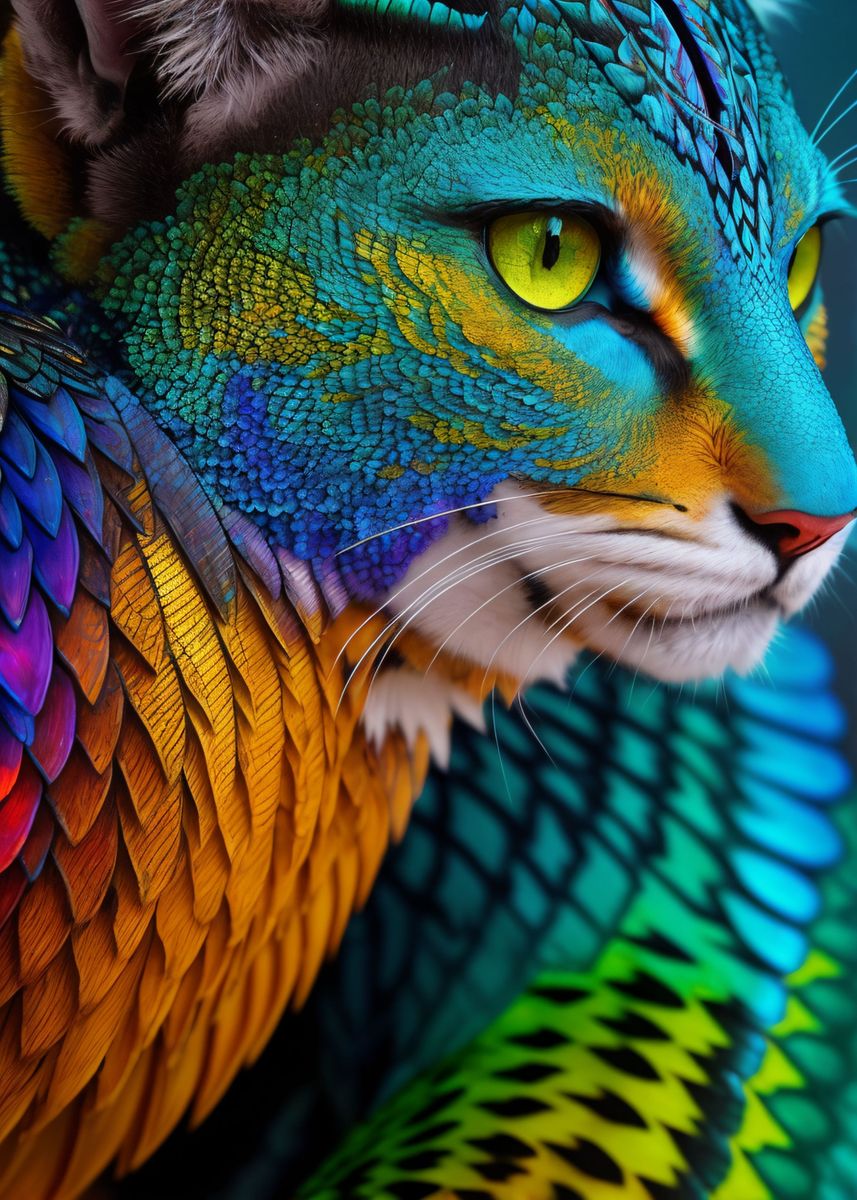 'Fantasy Cat Like Dragons' Poster by Leviculus Art | Displate