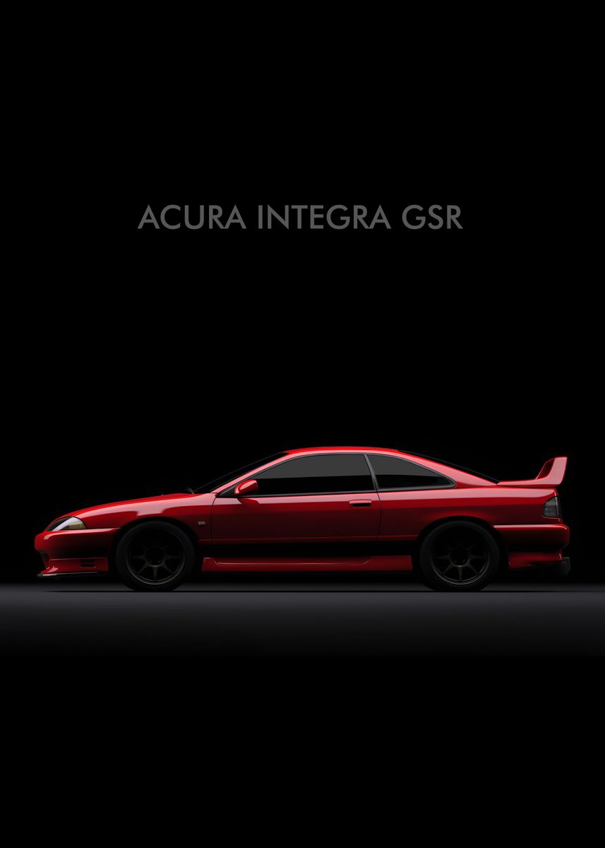 'Acura Integra GSR Red Dark' Poster, picture, metal print, paint by ...