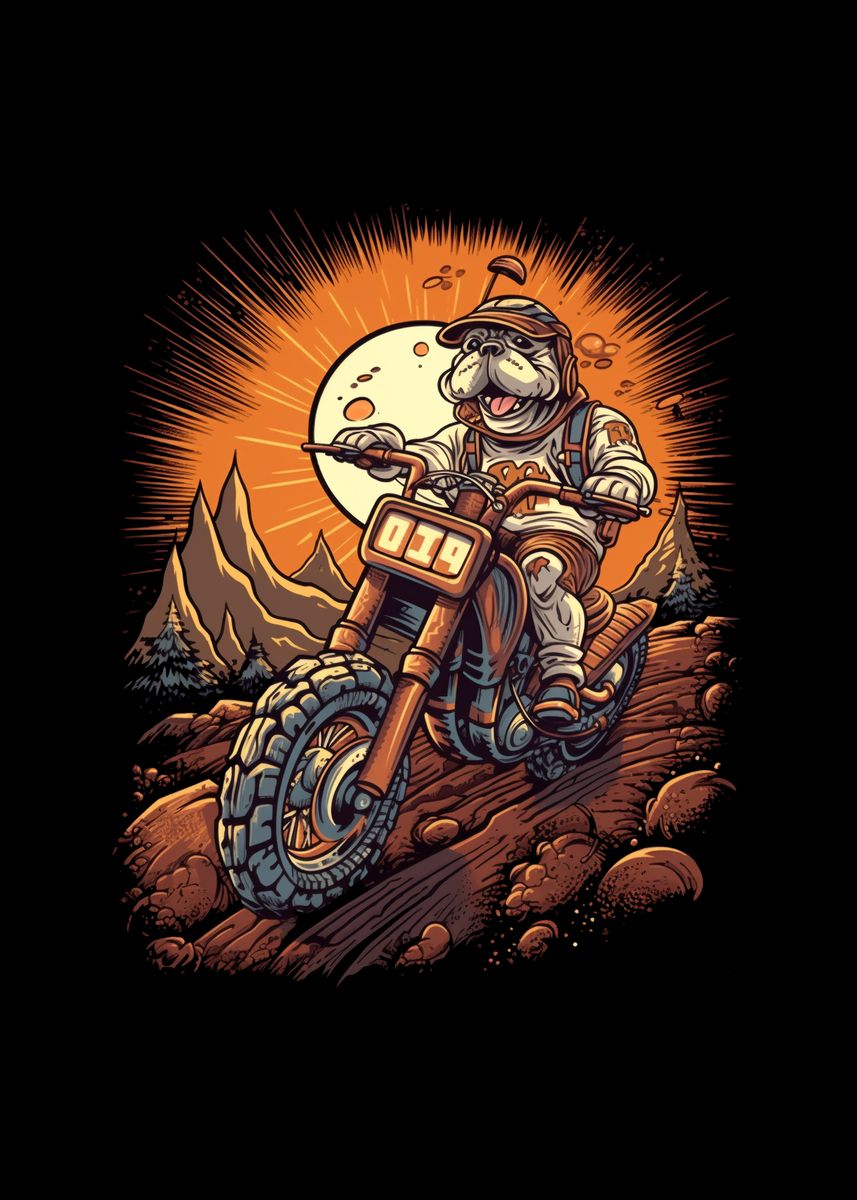 'Dirt Bike Bulldog Biker' Poster by CrownMerch | Displate