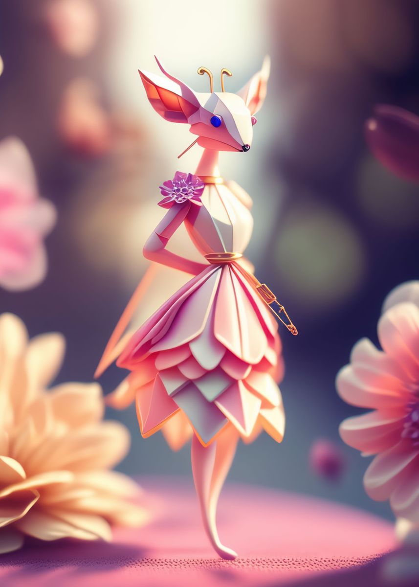 'Origami Paper woman' Poster, picture, metal print, paint by NAMA ...