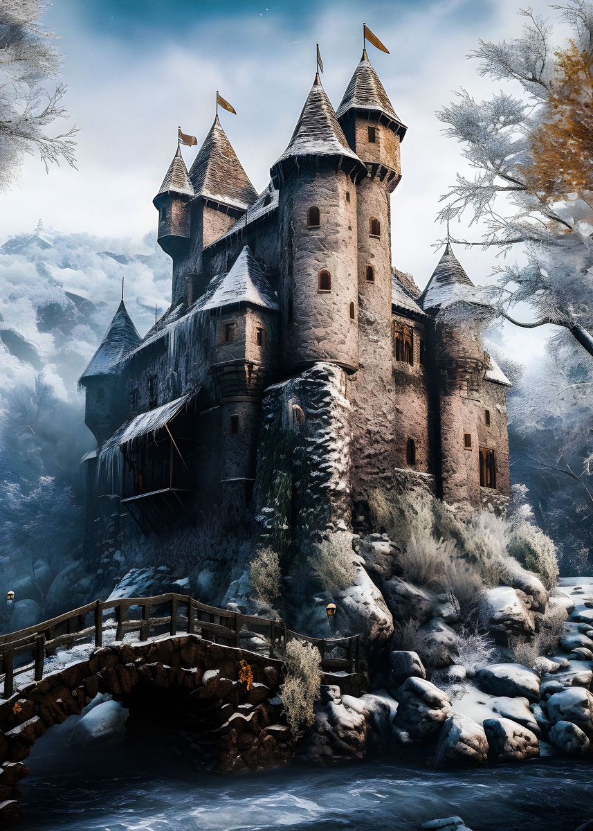 'Winter fantasy castle' Poster, picture, metal print, paint by Alan ...