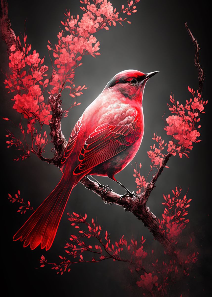 'red bird ' Poster, picture, metal print, paint by newton russell ...