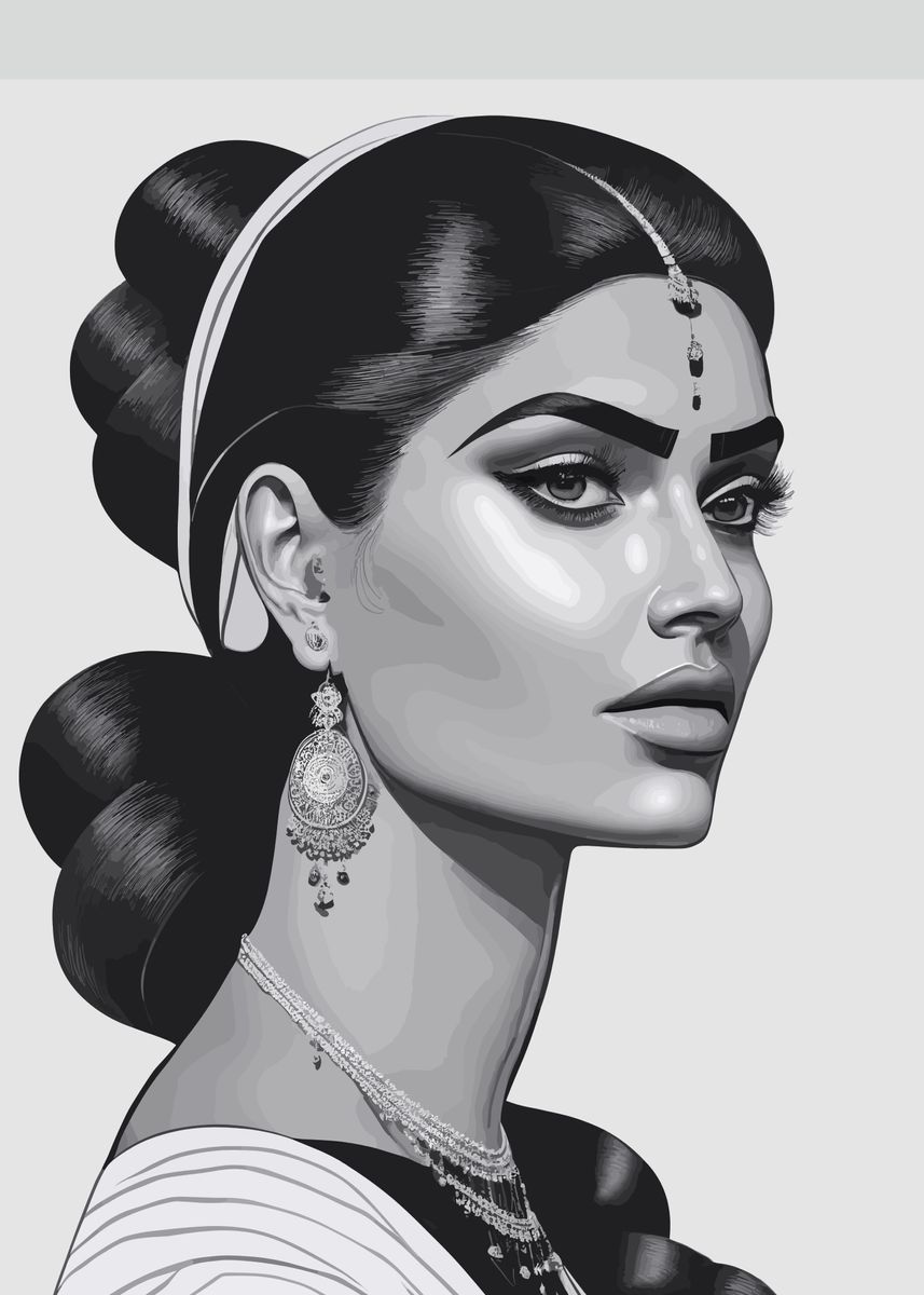 'Indian Lady Minimalist Art' Poster, picture, metal print, paint by ...