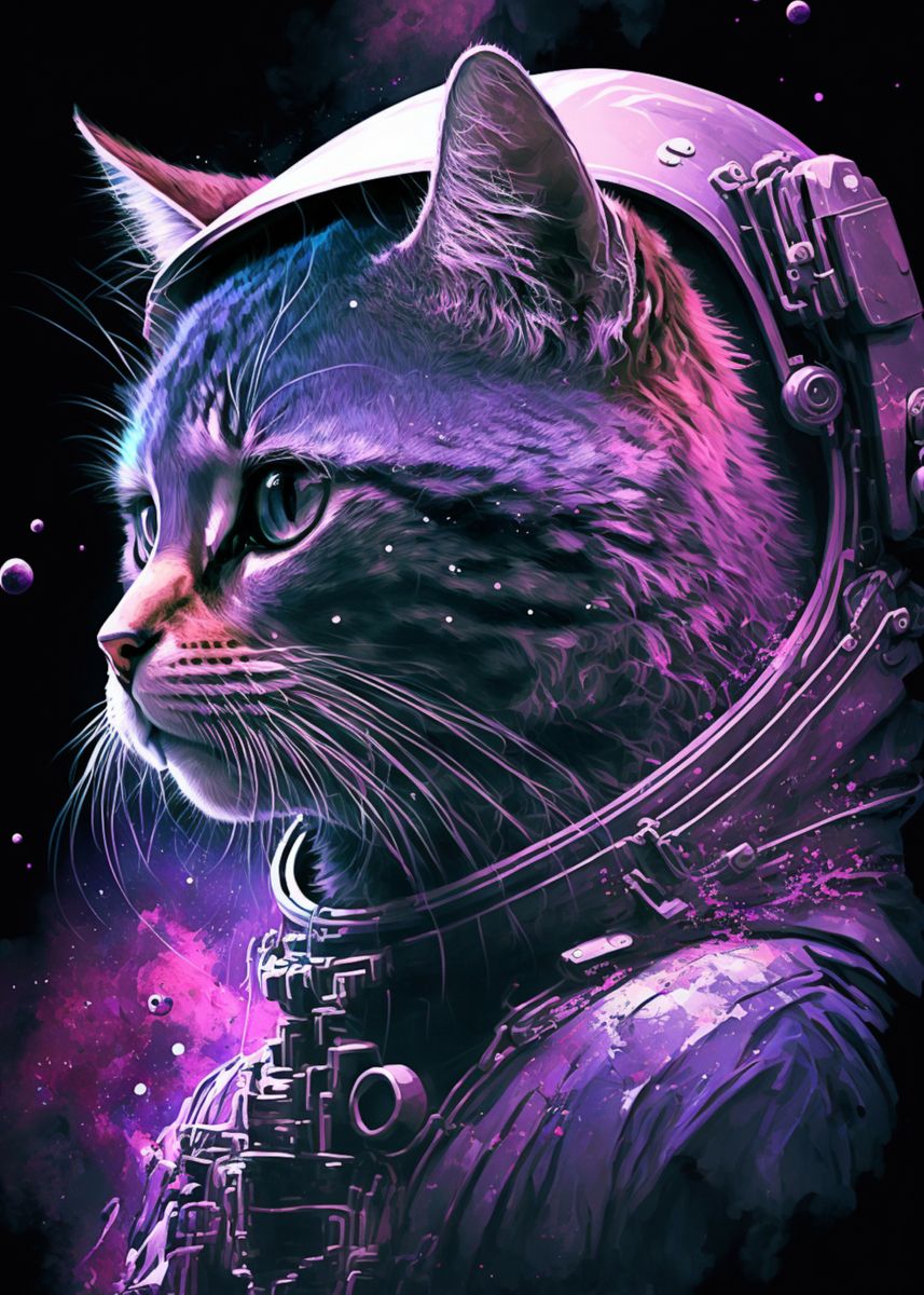 'Astronaut Space Cat' Poster, picture, metal print, paint by Creative ...