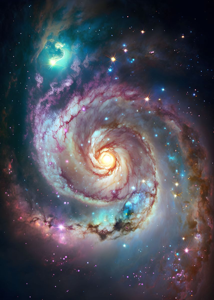 'Distant Galaxy' Poster, picture, metal print, paint by Makadur | Displate