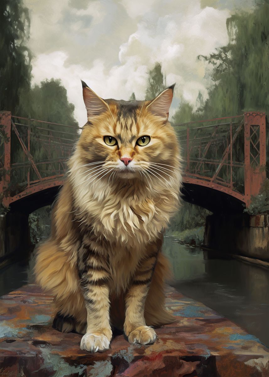 'Fluffy Hair Cat Art Poster' Poster, picture, metal print, paint by ...