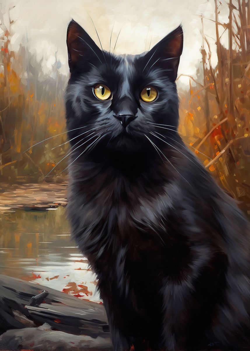'Witchs Familiar Cat Poster' Poster, picture, metal print, paint by ...