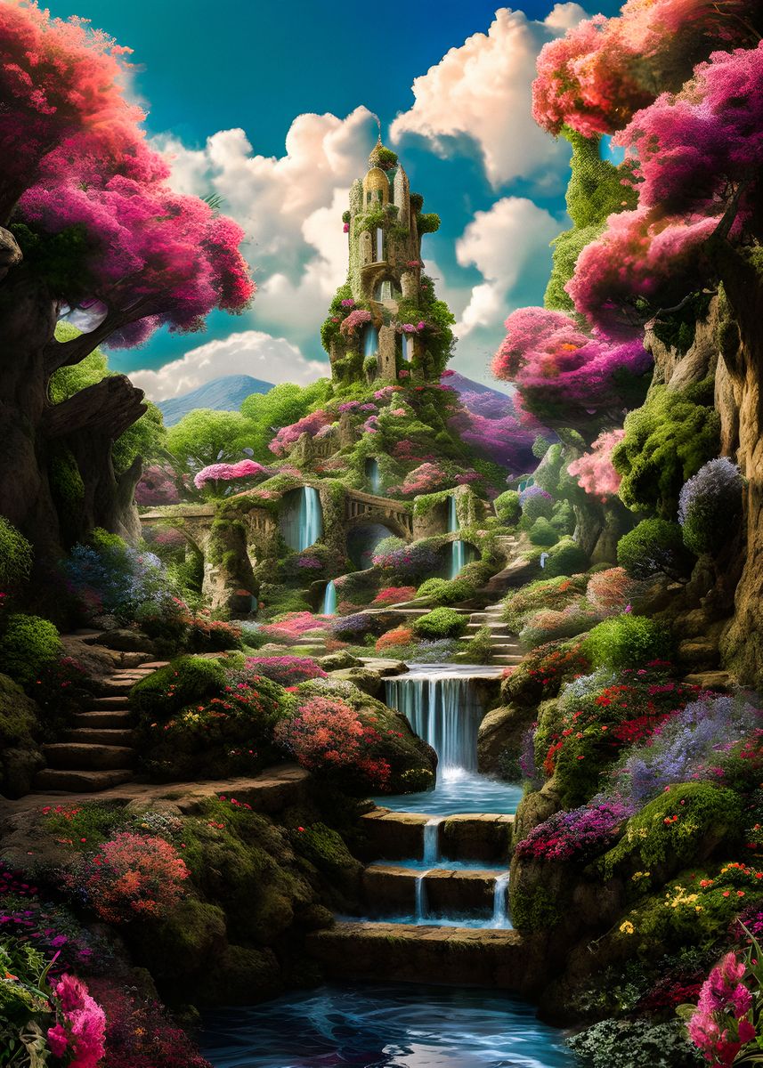 'Fantasy fairy landmark' Poster, picture, metal print, paint by Alan ...