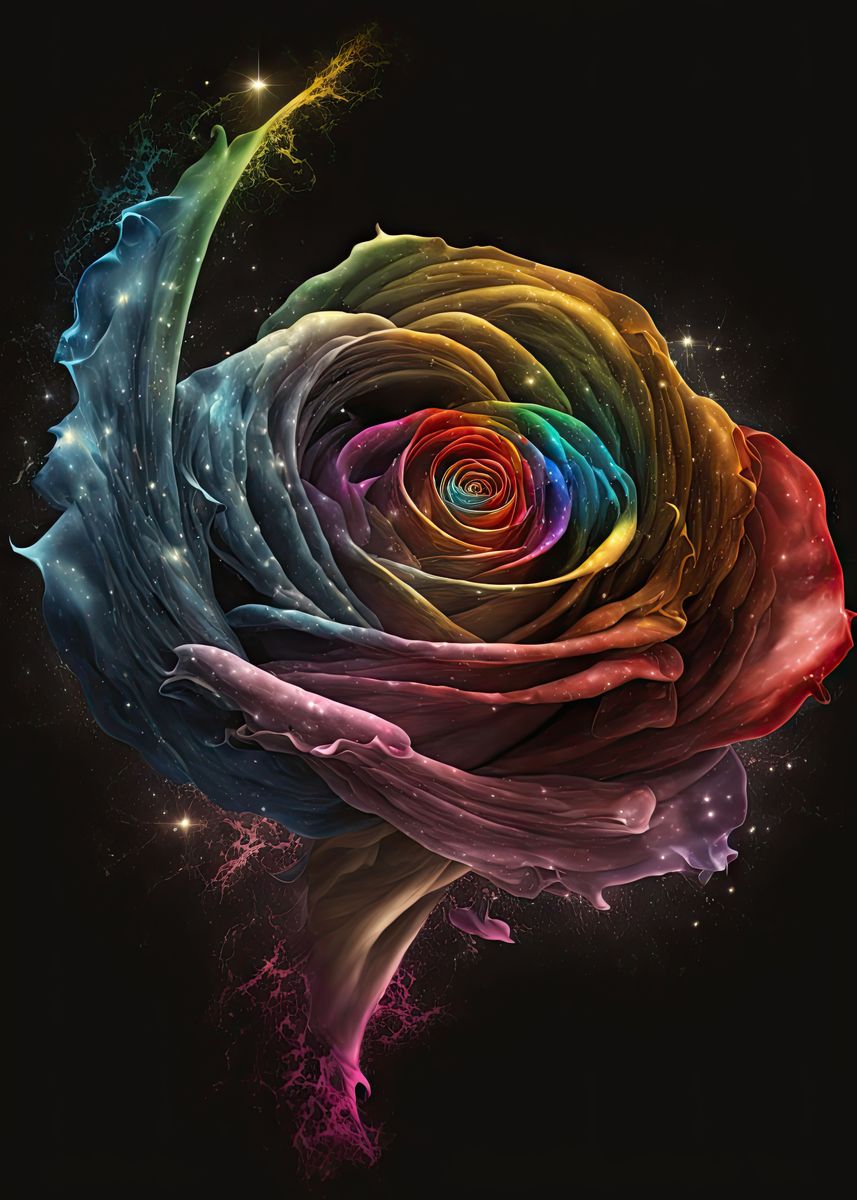 'rainbow rose' Poster, picture, metal print, paint by Jerhus | Displate