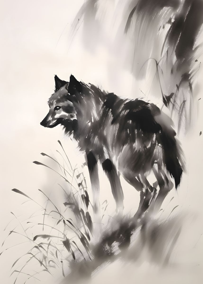 'Black Wolf Ink ' Poster, picture, metal print, paint by GoodLifeImages ...