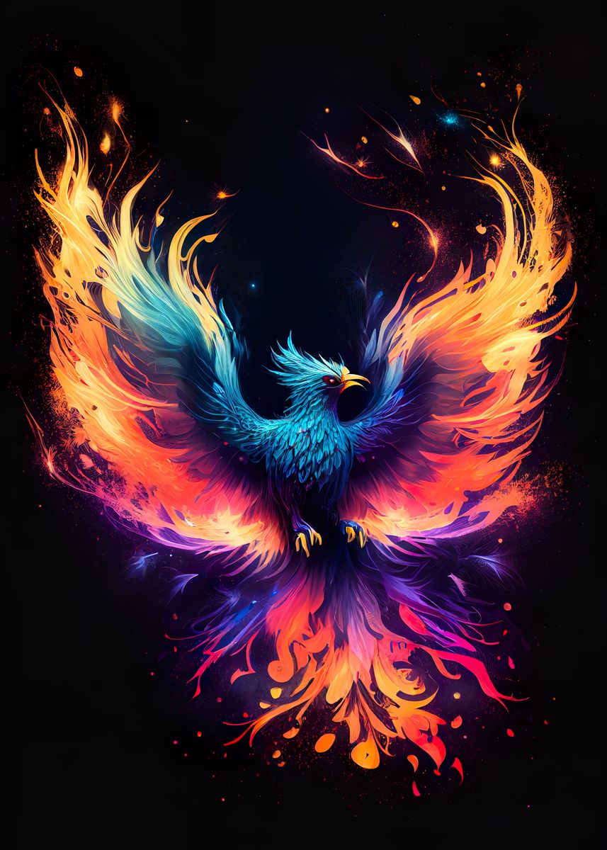 'Mystical Burn Phoenix' Poster by Ians Creative | Displate
