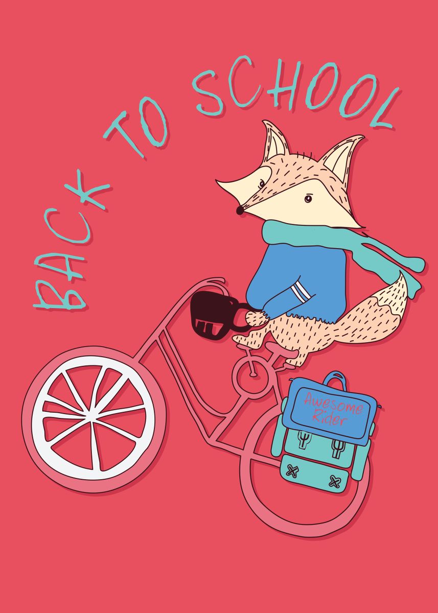 'fox go to school' Poster, picture, metal print, paint by Matthew John ...