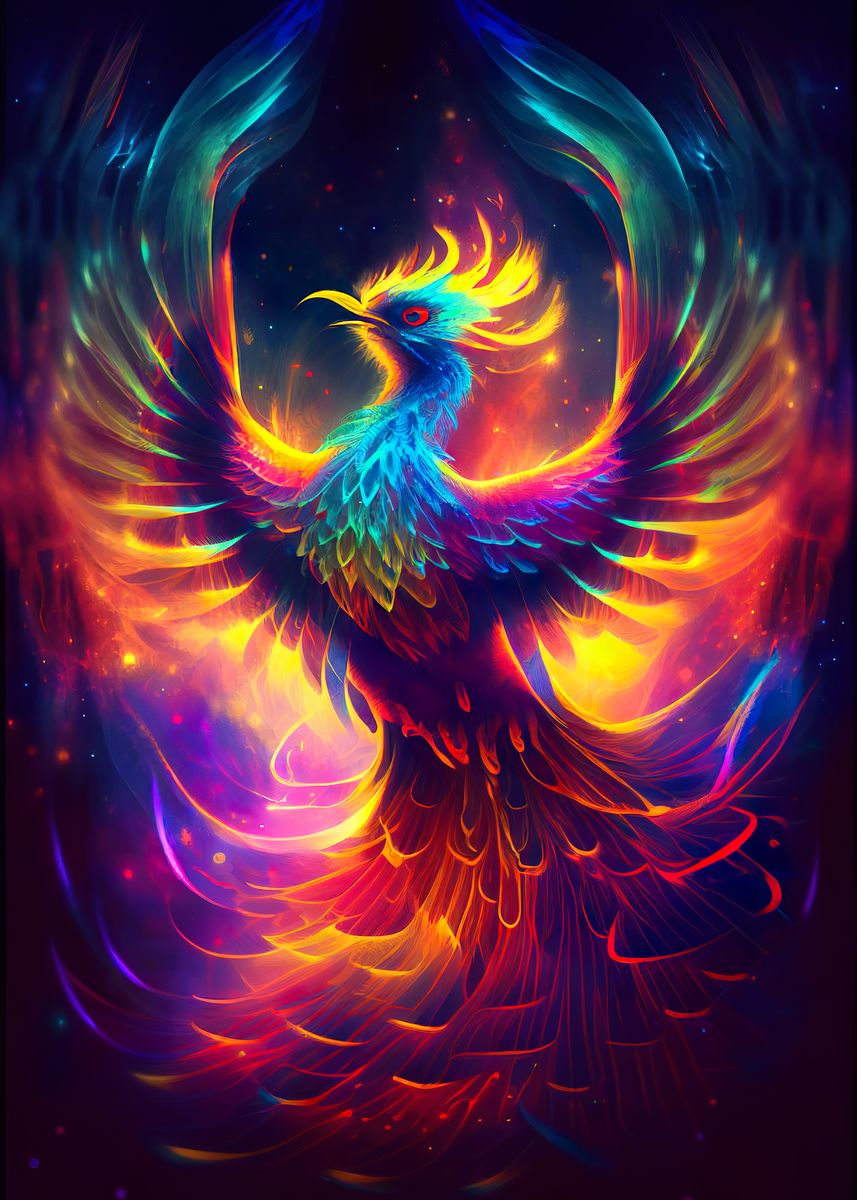 'Mystical Flames Phoenix' Poster, picture, metal print, paint by Ians ...
