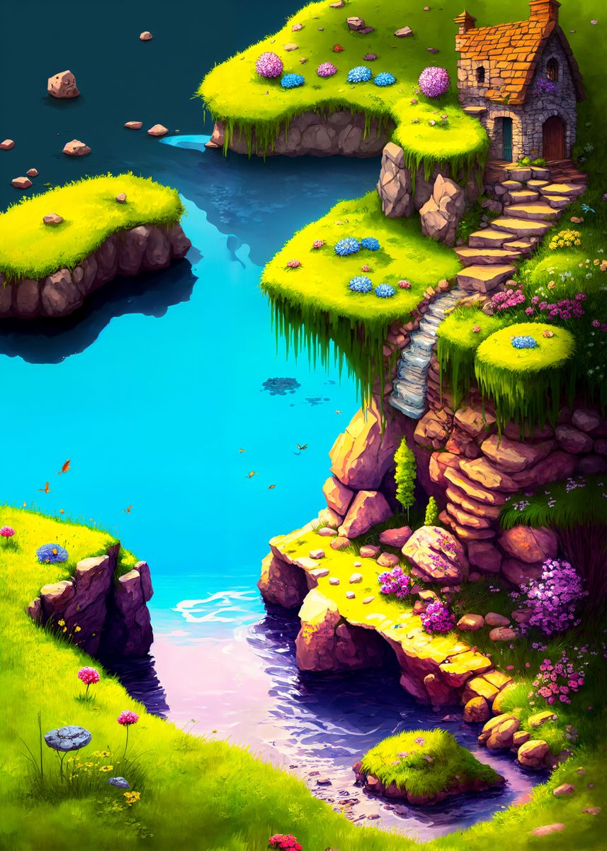 'Floating Cottage' Poster, picture, metal print, paint by ProfDrSmart ...