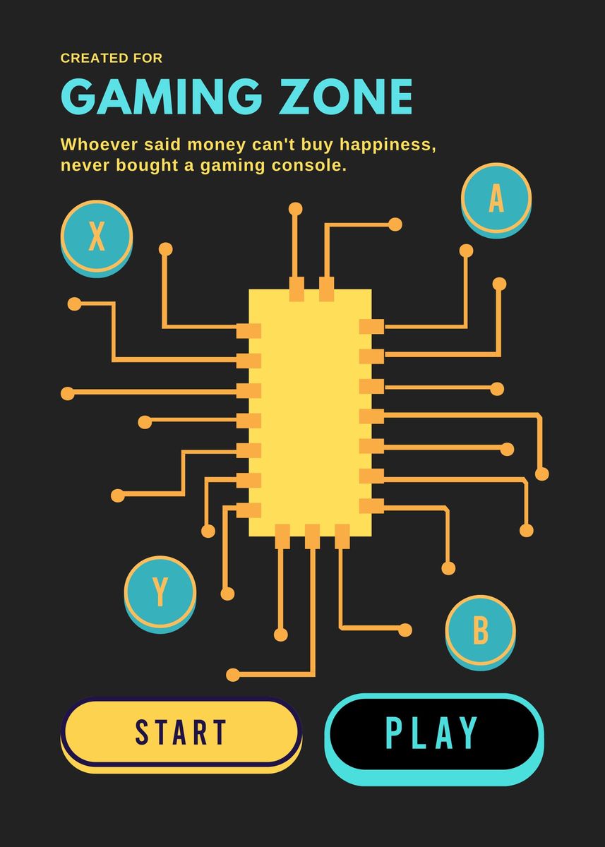 'Gaming Zone Embedded Chip' Poster, picture, metal print, paint by ...