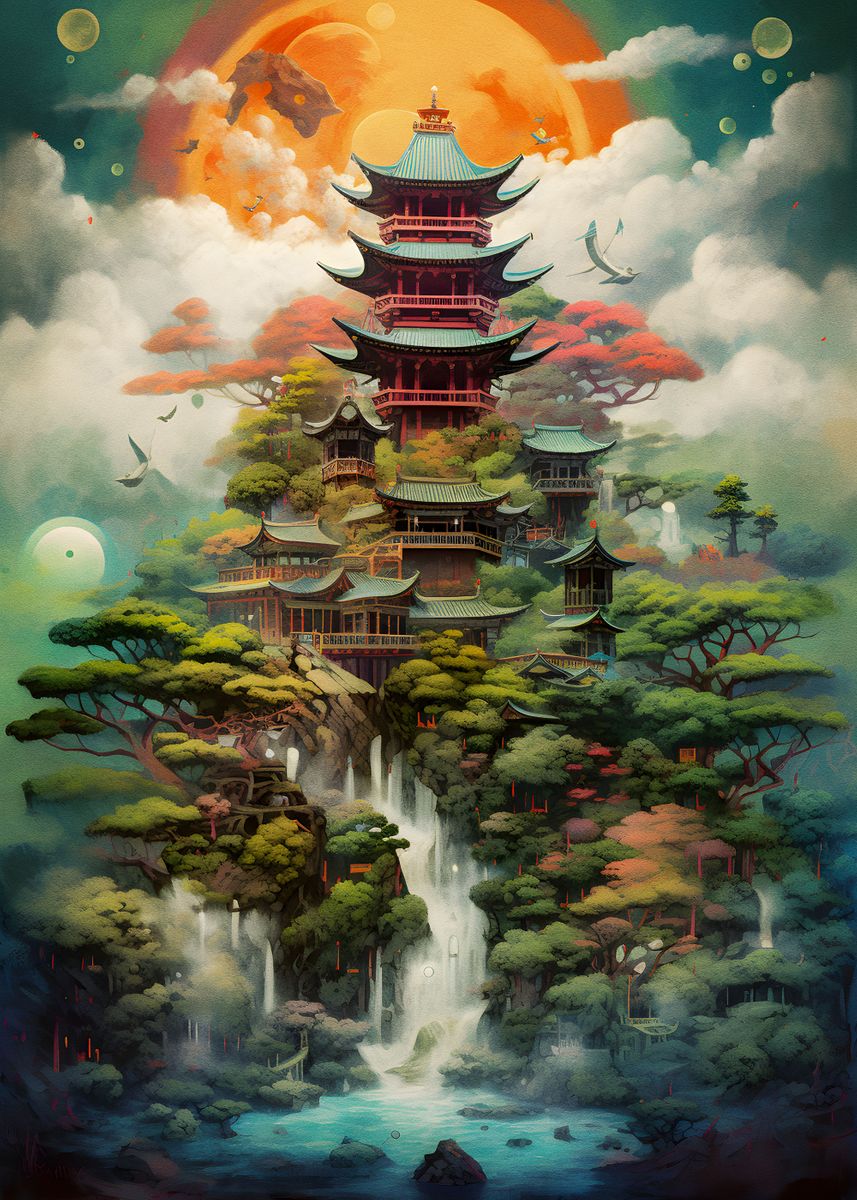 'fantasy landscape 33' Poster, picture, metal print, paint by Muhammad Irsan | Displate