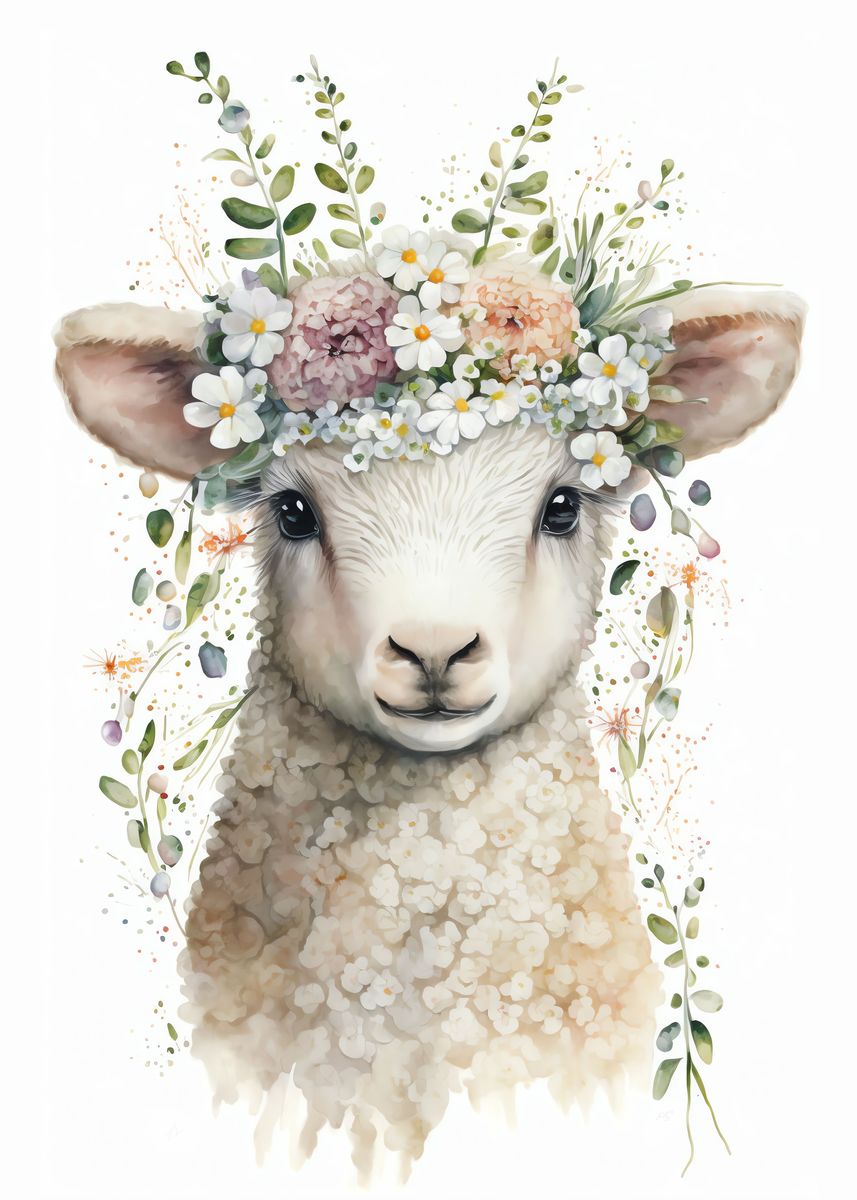 'Cute Baby Lamb' Poster, picture, metal print, paint by Sambel Pedes ...
